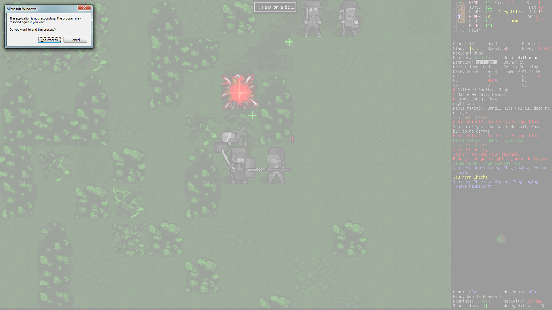 Crash to desktop. Longsword crit knockback also causing disarm due to unable to hold weapon ...