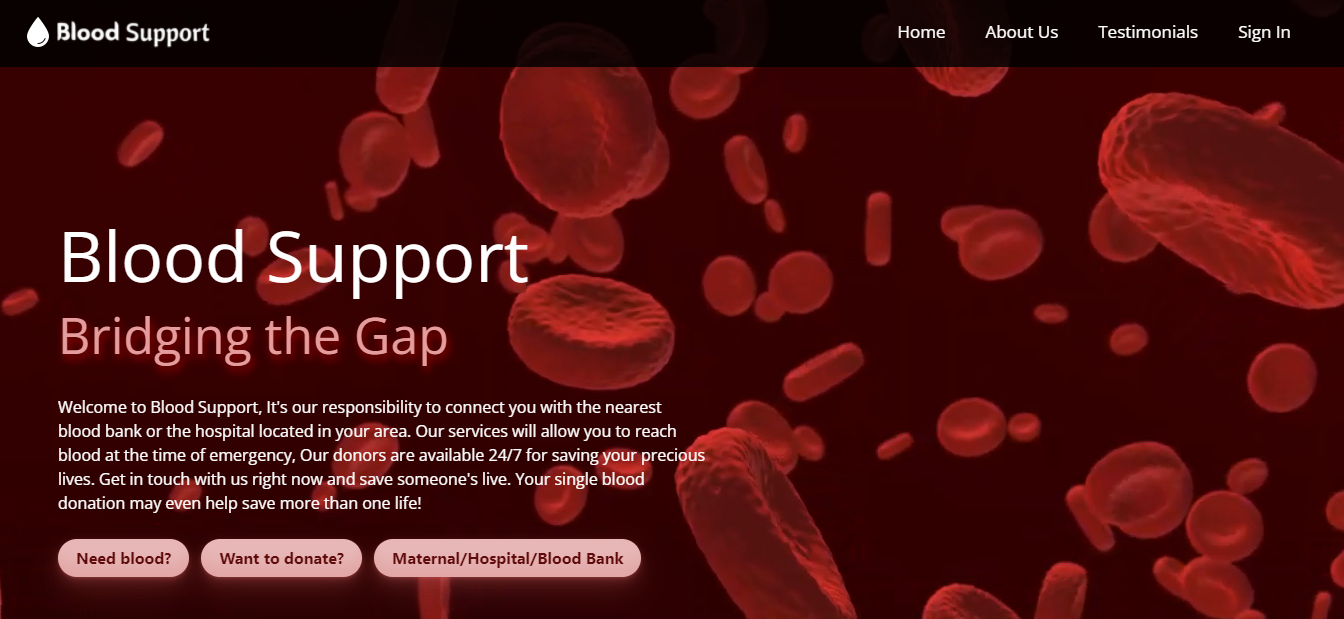 GitHub - samipak458/Blood-Support: Bridge the gap between blood donors ...