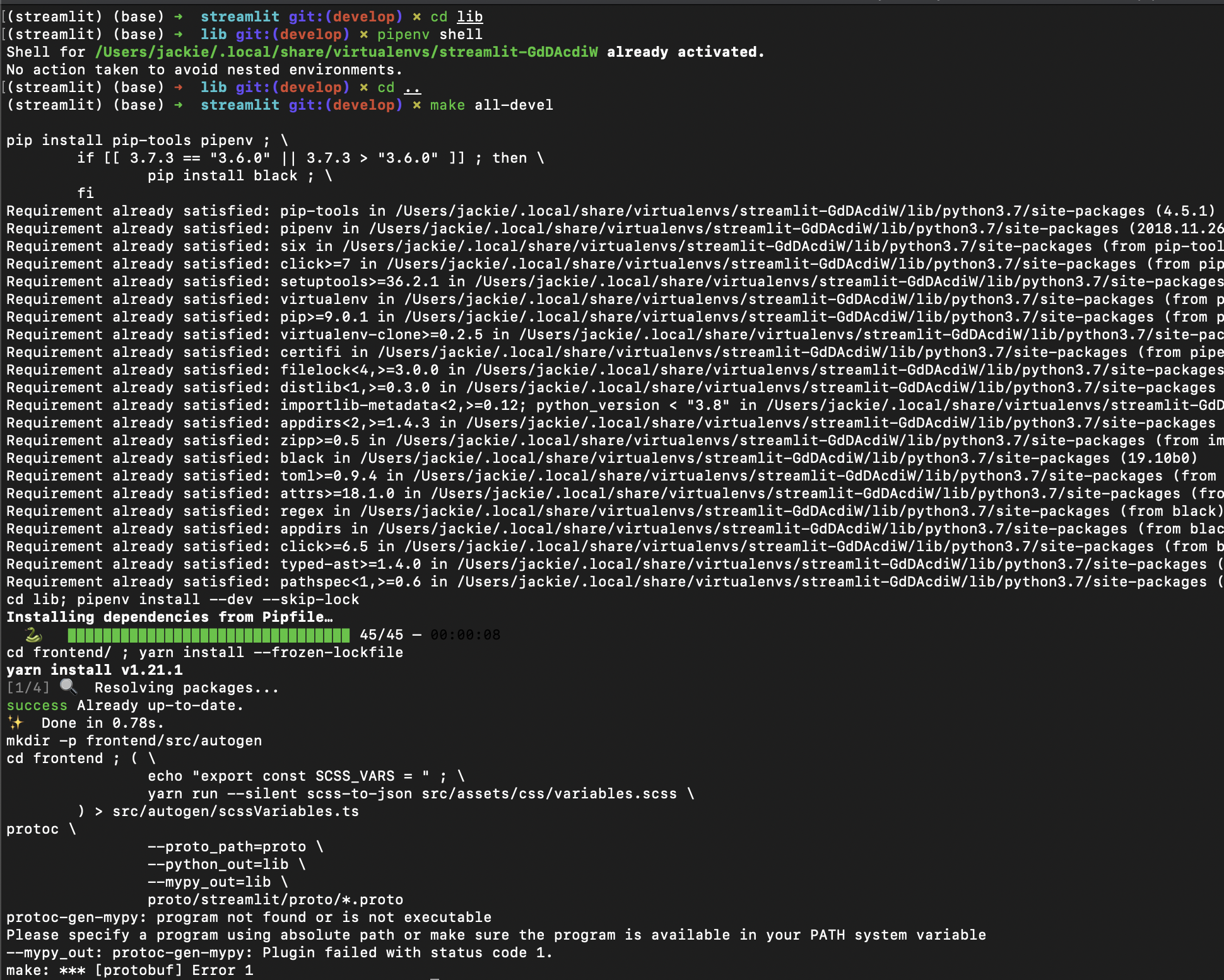 protoc-gen-mypy: program not found or is not executable · Issue #1147 · streamlit/streamlit · GitHub