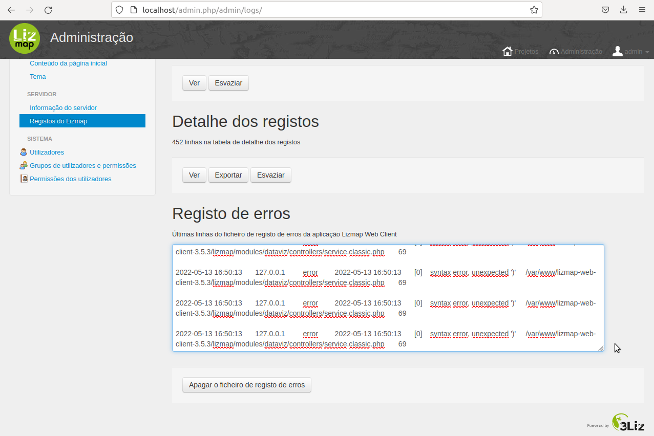 [Bug]: Lizmap 3.5.3 - Error 500 · Issue #2996 · 3liz/lizmap-web-client · GitHub