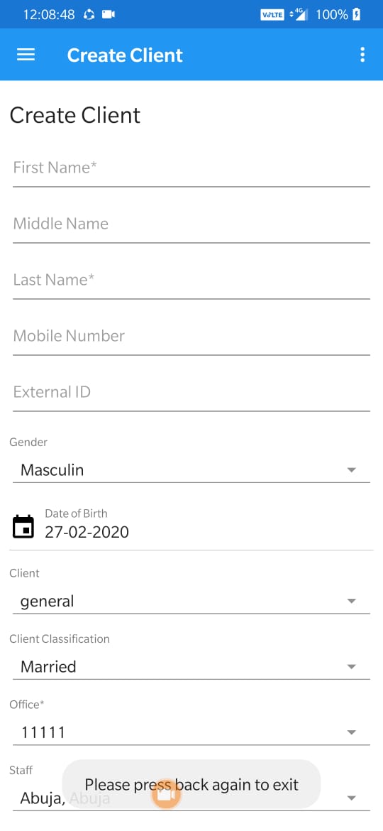 Backpressed Should Not Exit App In Client Activity · Issue 1341 · Openmf Android Client · Github