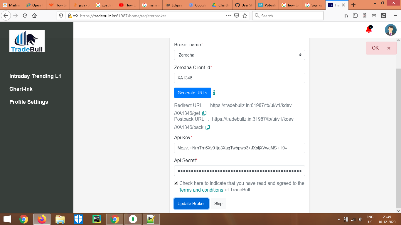 Bug: Entering valid Broker information and clicking Update Broker gives OK message · Issue #212 ...