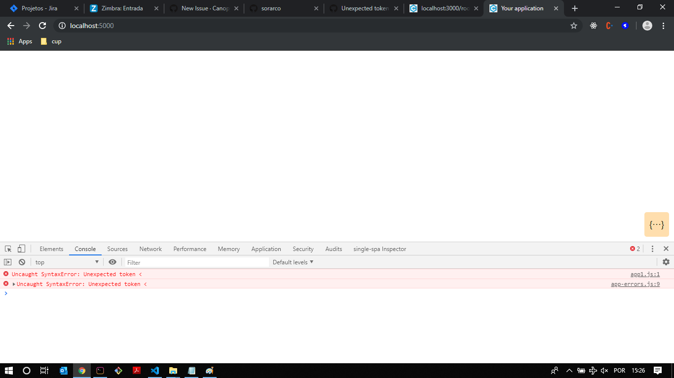 Application app1 died in status LOADING_SOURCE_CODE: Unexpected token