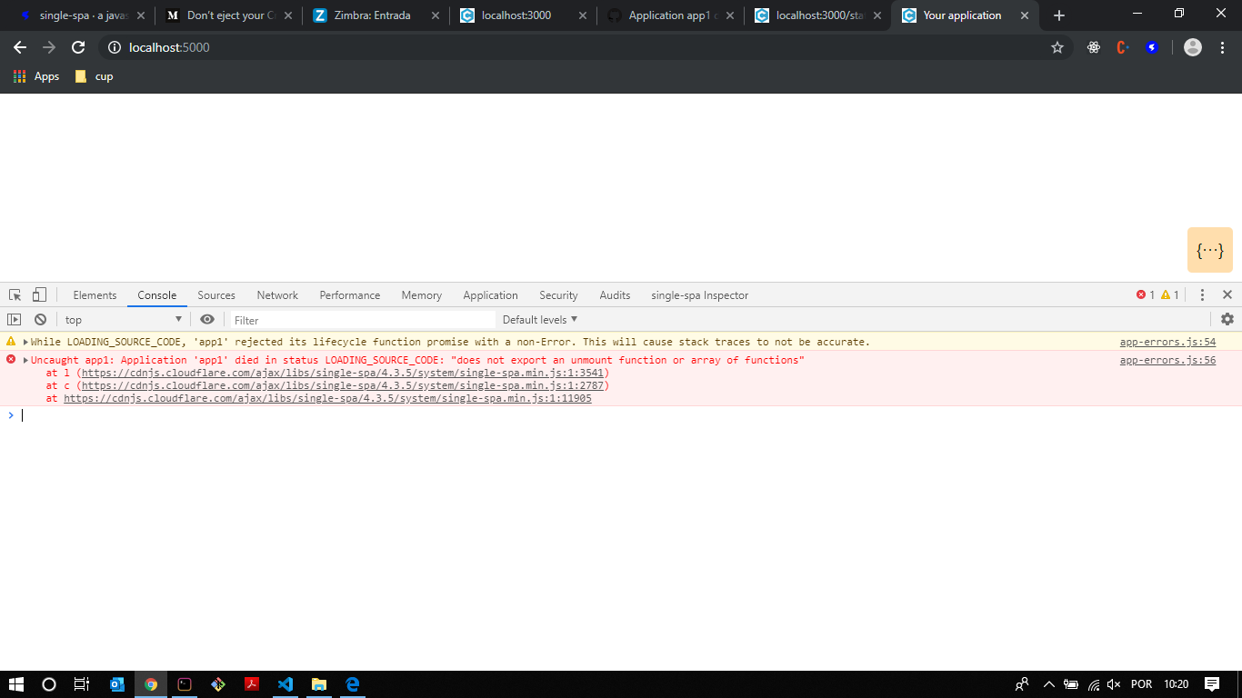 Application app1 died in status LOADING_SOURCE_CODE: Unexpected token