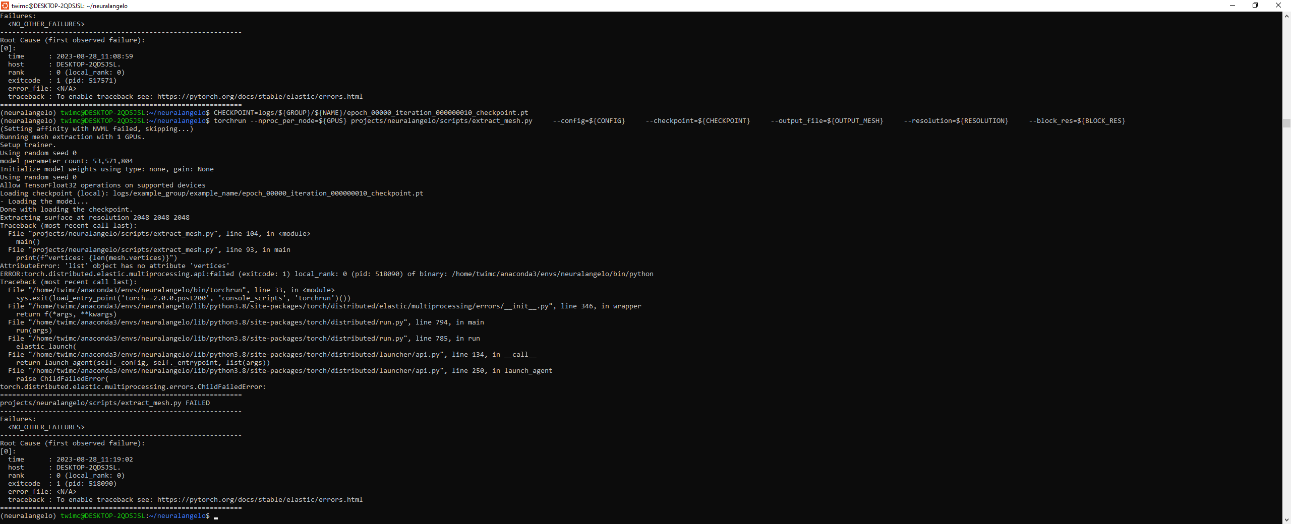 extract mesh failed，'list' object has no attribute 'vertices' · Issue #87 · NVlabs/neuralangelo ...