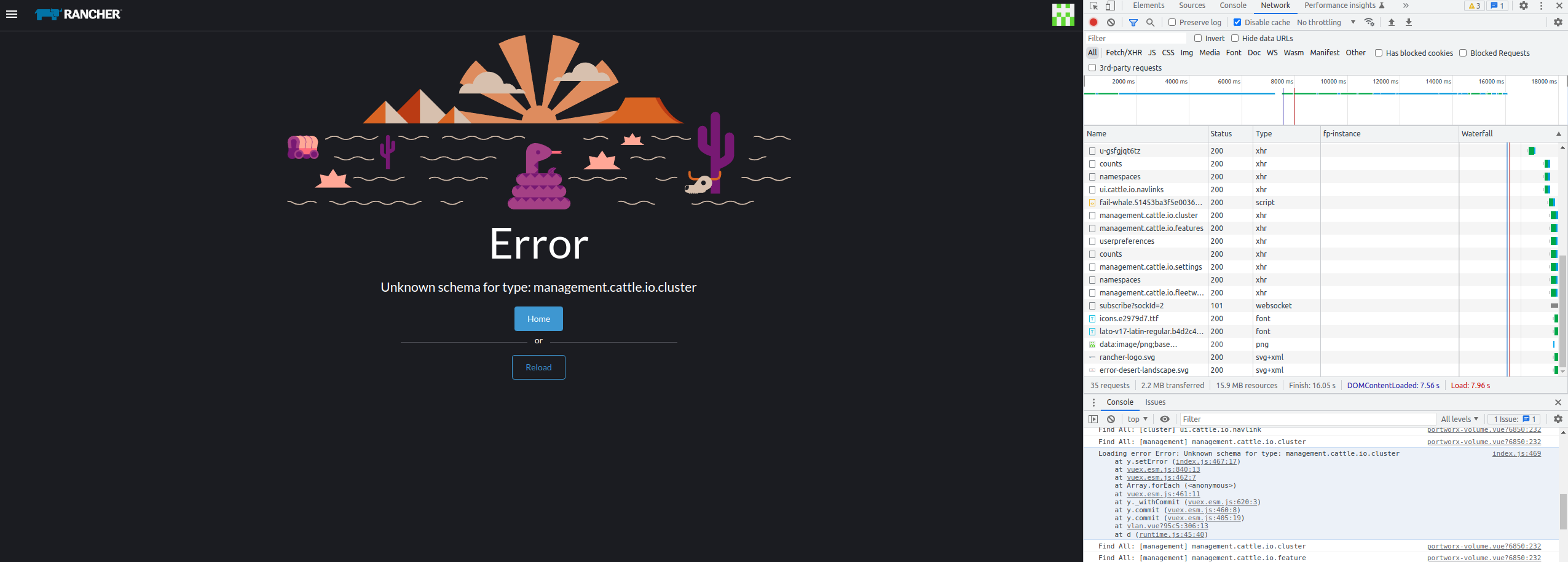 [2.6.3] Error - Unknown schema for type: management.cattle.io.cluster · Issue #36102 · rancher ...