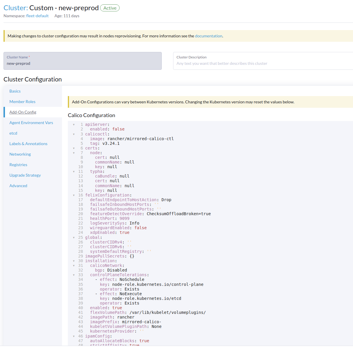 [BUG] RKE2 can not make change to `felixConfiguration.failsafeInboundHostPorts` · Issue #40020 ...