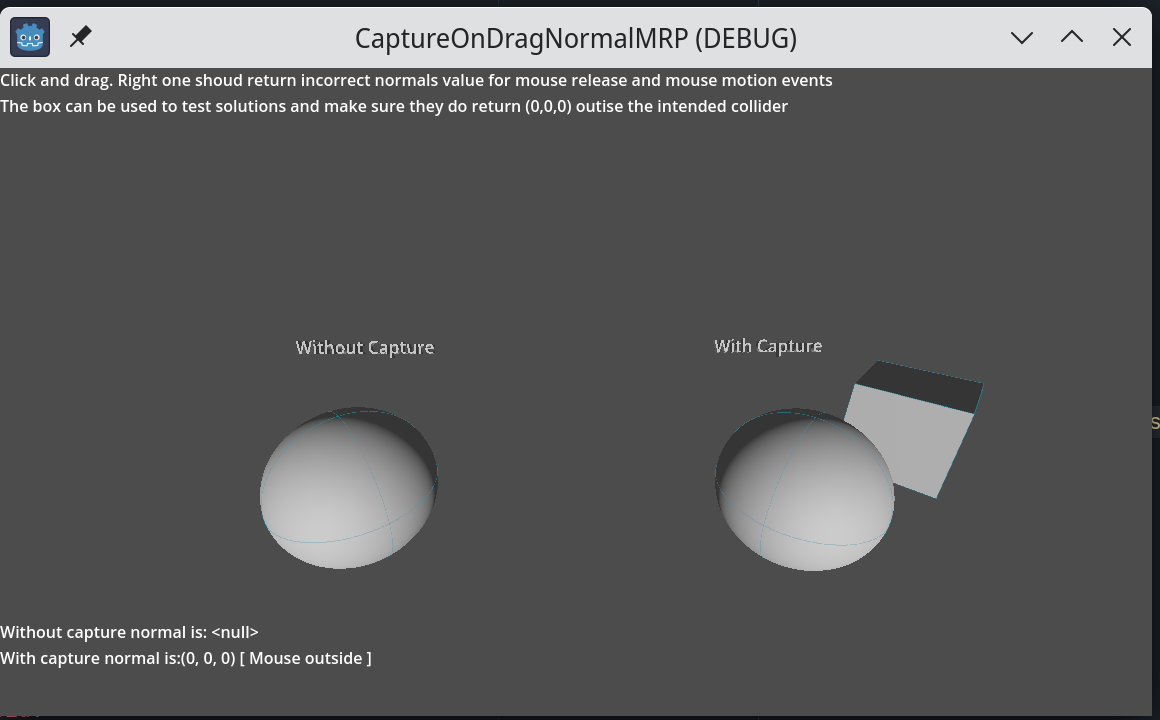 CollisionObject3D::input_event reports incorrect normals when input_capture_on_drag is enabled ...