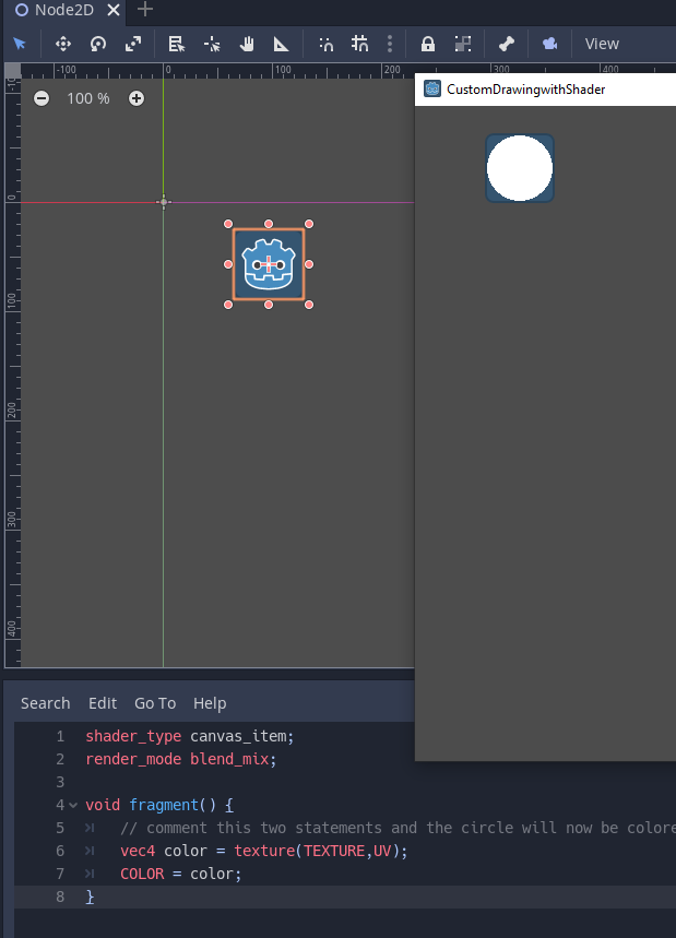 Custom drawing ignores color argument when sampling with a shader · Issue #39601 · godotengine ...