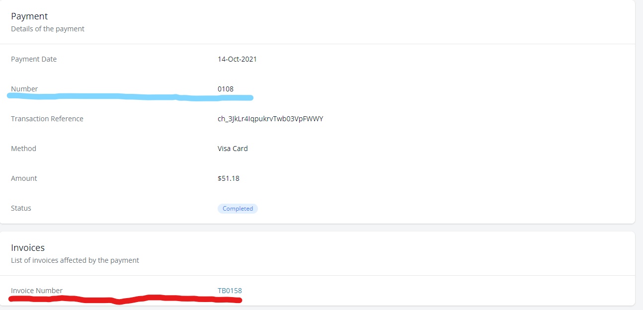 Payment template variable $number displays the payment number, not the ...