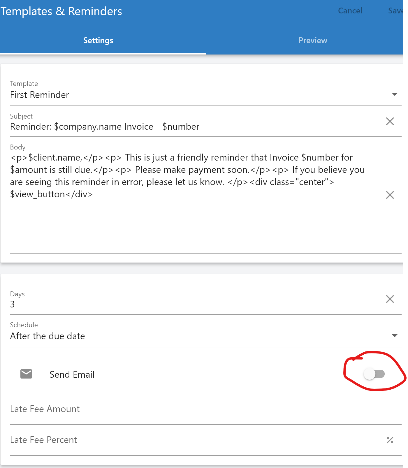 Next send date shown even if reminders are turned off · Issue #7676 · invoiceninja/invoiceninja ...