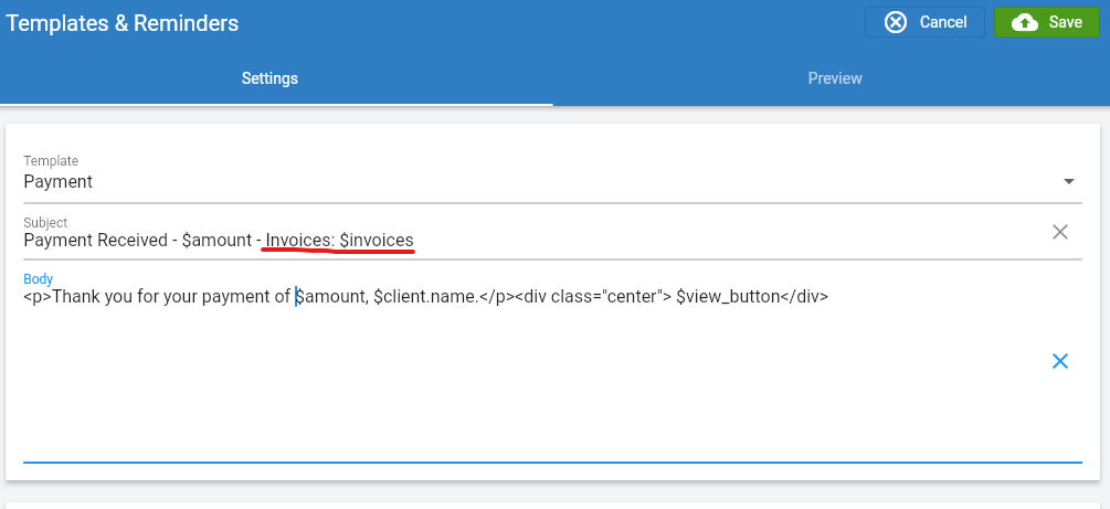 Payment email template - subject field shows tags for some variables · Issue #8180 ...