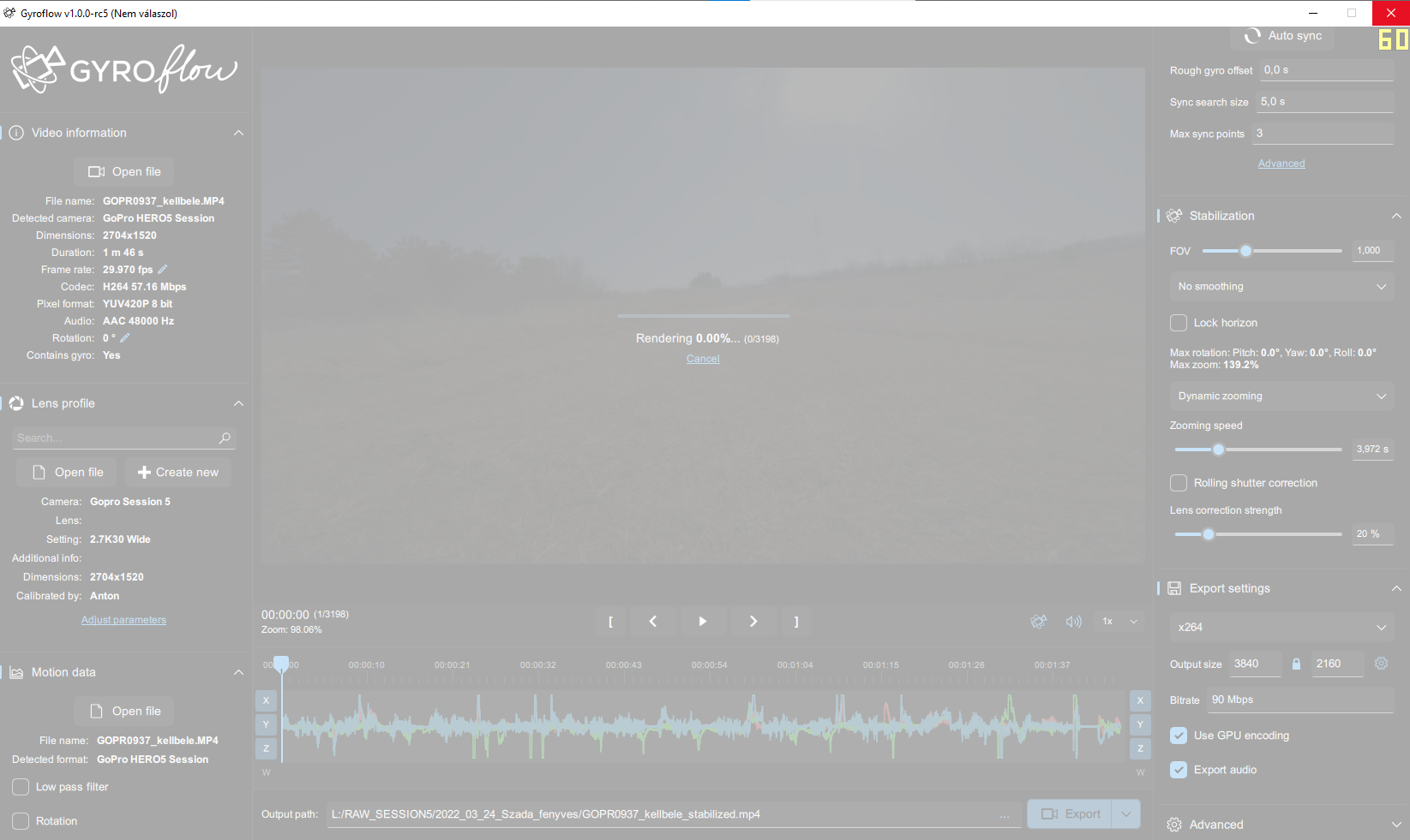 Gyroflow 1.0.0 RC5 not responding or unresponsive during Rendering/export, once Crashes or ...