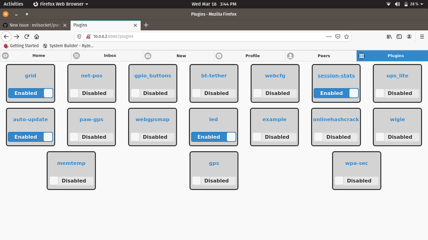 [BUG] Plugins tab not working in web UI · Issue #839 · evilsocket/pwnagotchi · GitHub