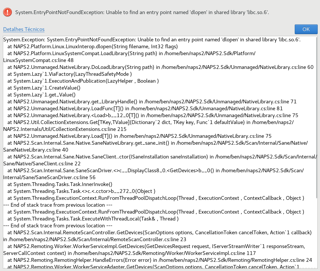 System.Exception: System.EntryPointNotFoundException: Unable to find an entry point named ...