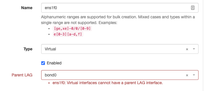 Allow the grouping together of virtual interfaces into a LAG or virtual bond interface. · Issue ...