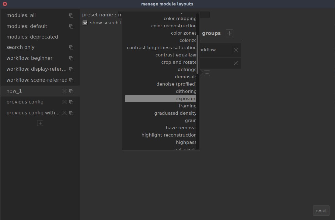 Make custom module groups easier to set up · Issue #8587 · darktable ...