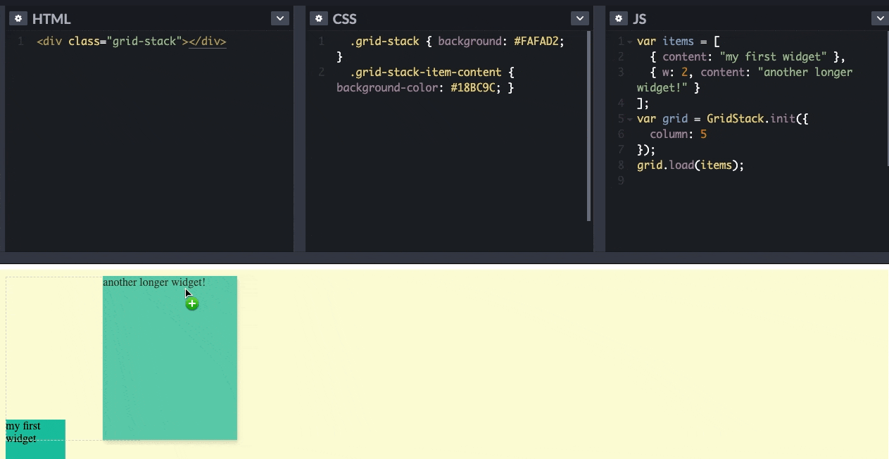 The column parameter leads to incorrect column placement & detection · Issue #1749 · gridstack ...