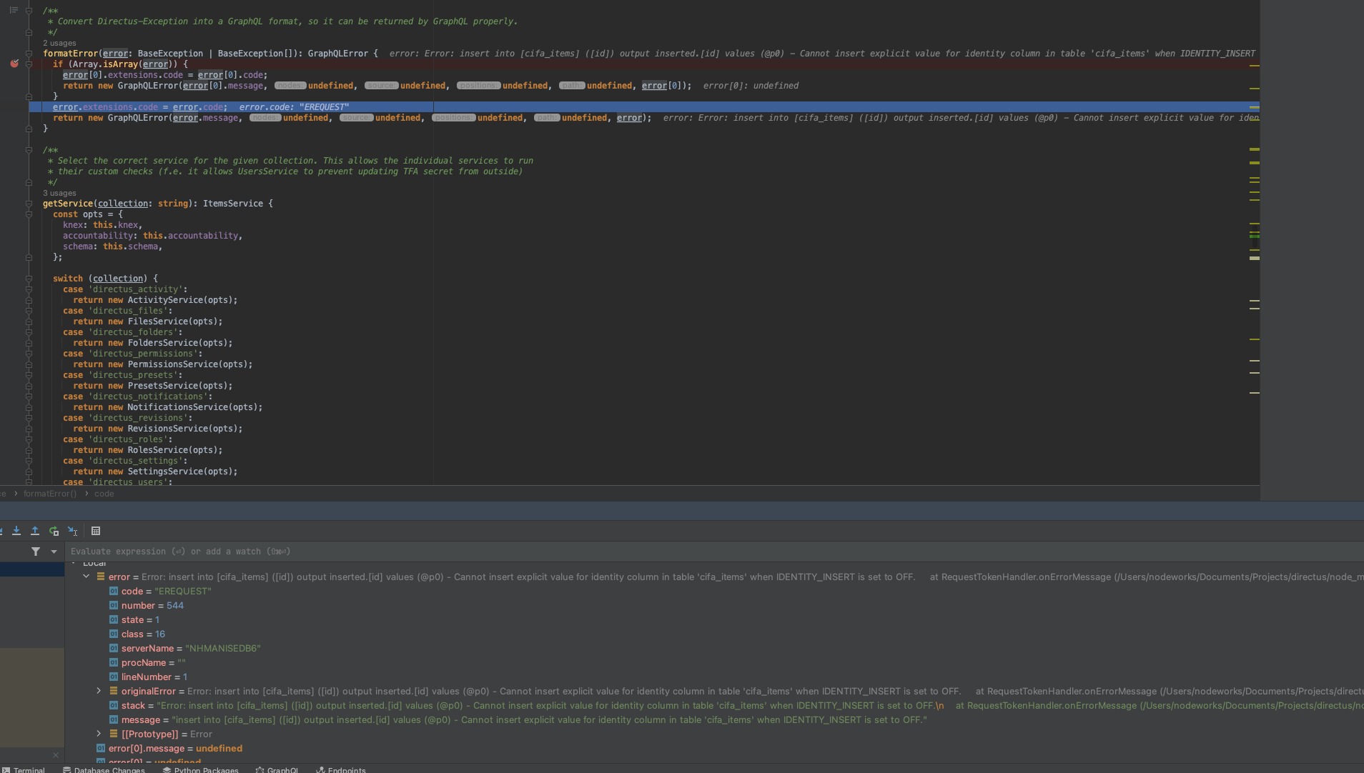 Graphql Error Cannot Set Properties Of Undefined Setting Code · Issue 17817 · Directus
