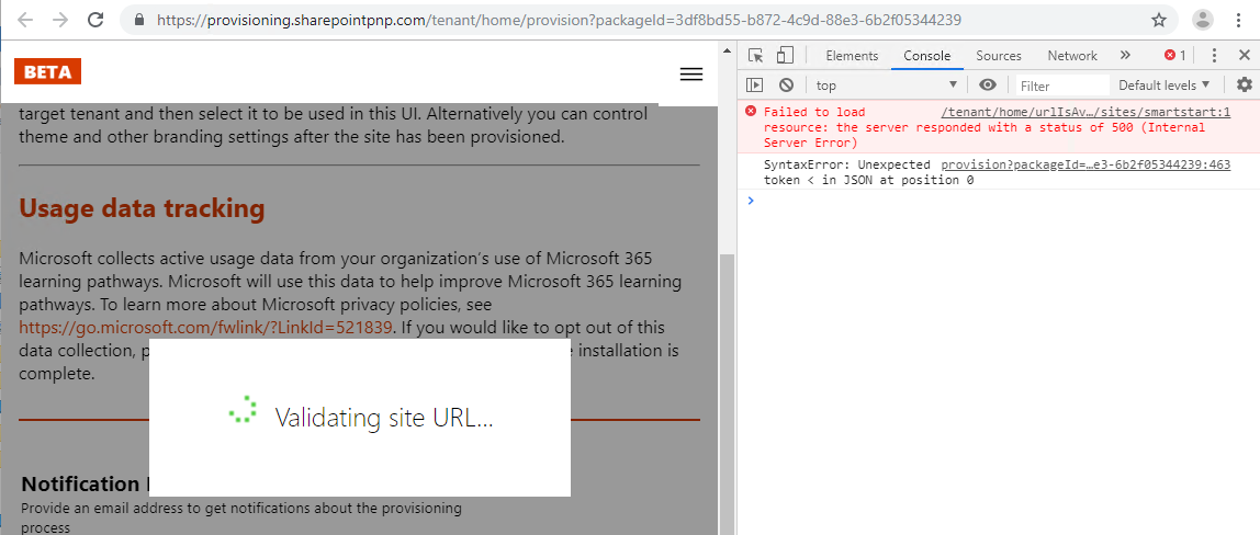 Provision issue Microsoft 365 learning pathways · Issue #98 · pnp/custom-learning-office-365 ...