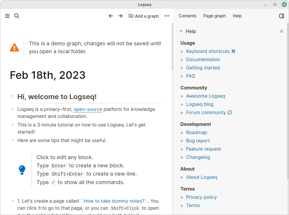 Linux appimage: on first time startup, left pane is missing content · Issue #8646 · logseq ...