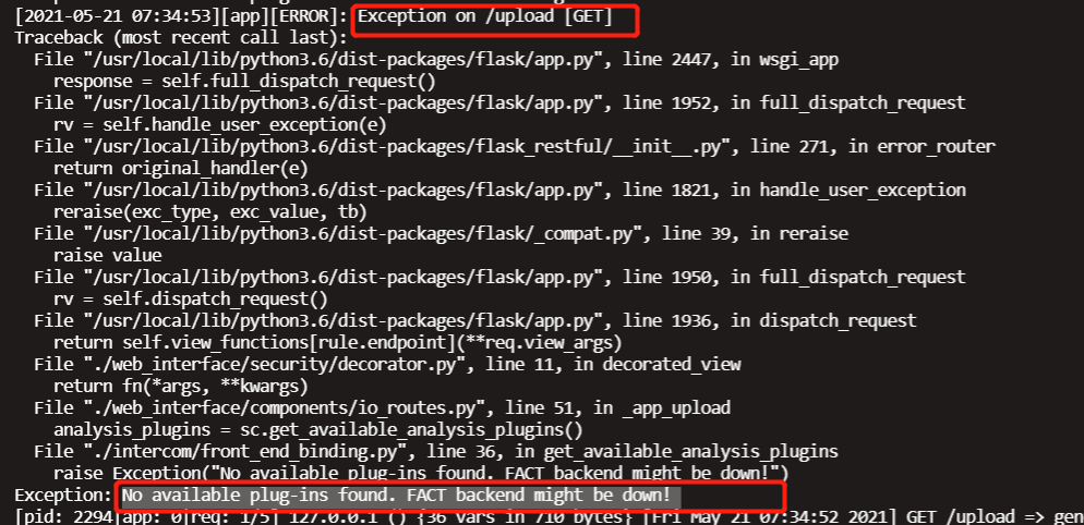 I click upload and it shows Internal Server Error. How to solve it · Issue #578 · fkie-cad/FACT ...