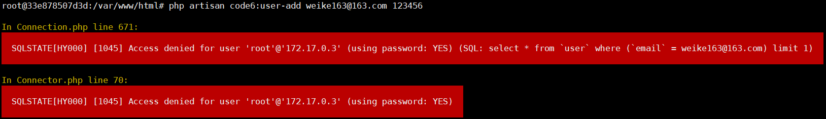 使用php artisan code6:user-add 报错 · Issue #161 · 4x99/code6 · GitHub