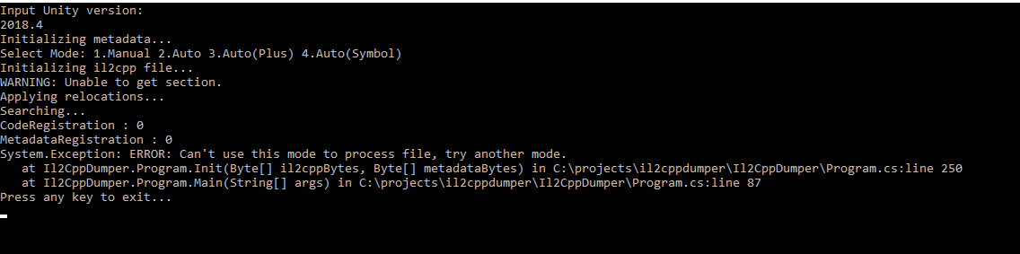 ERROR : cannot find coderegistraion ! · Issue #153 · Perfare/Il2CppDumper · GitHub