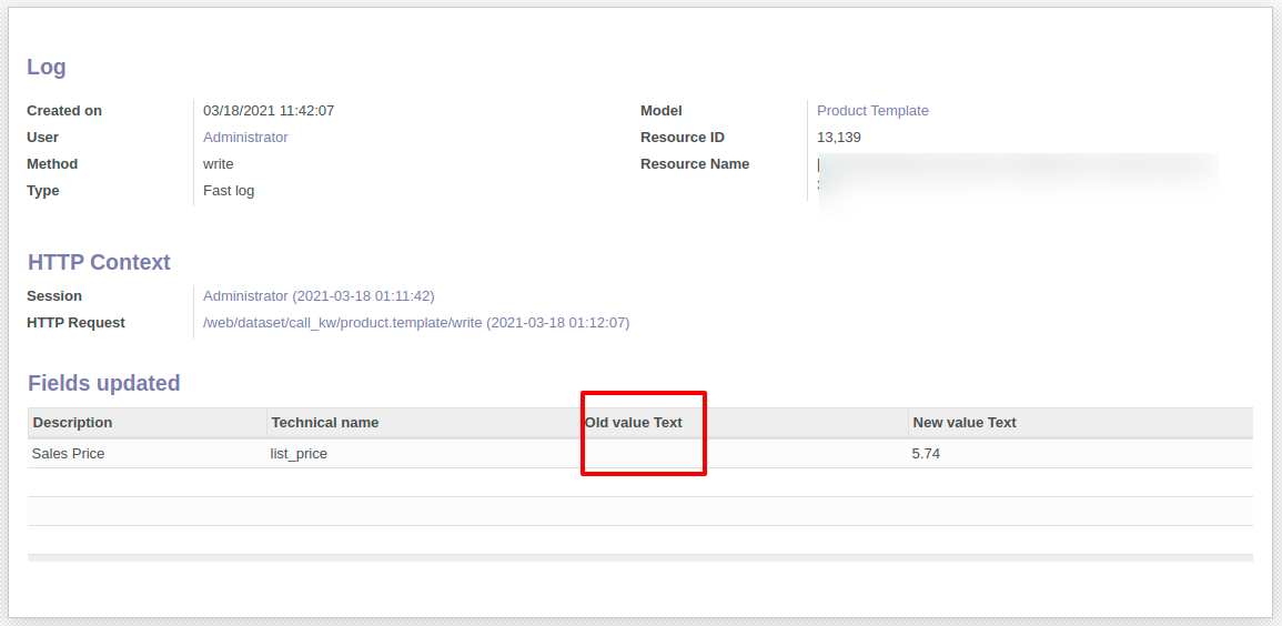 auditlog V13: Old values are not logged on Write. · Issue #2046 · OCA/server-tools · GitHub