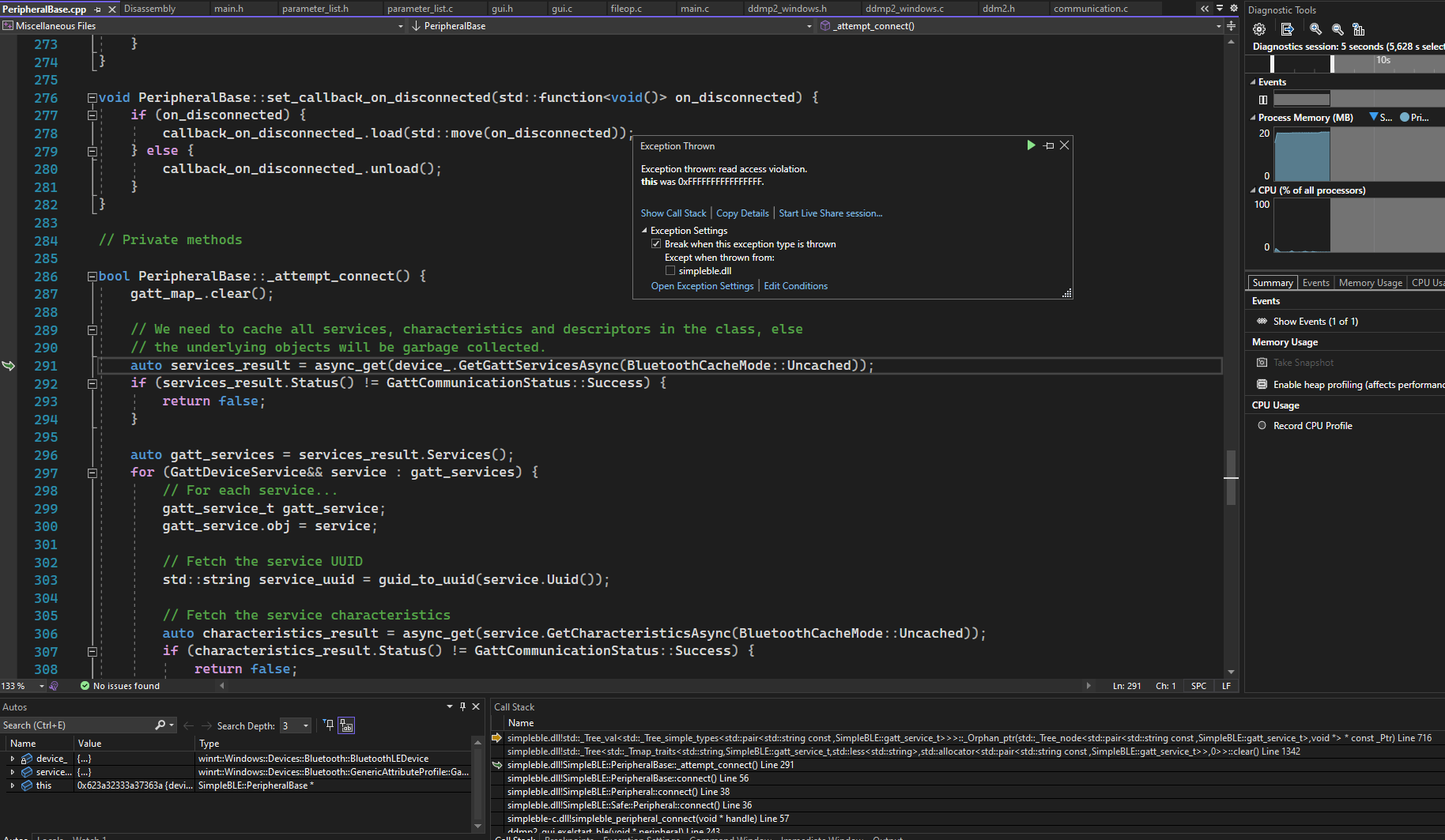 SimpleBLE crashes on Windows during connection attempts · Issue #117 · simpleble/simpleble · GitHub