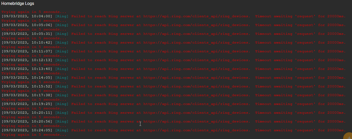 Failed To Reach Ring Server · Issue 1183 · Dgreifring · Github 