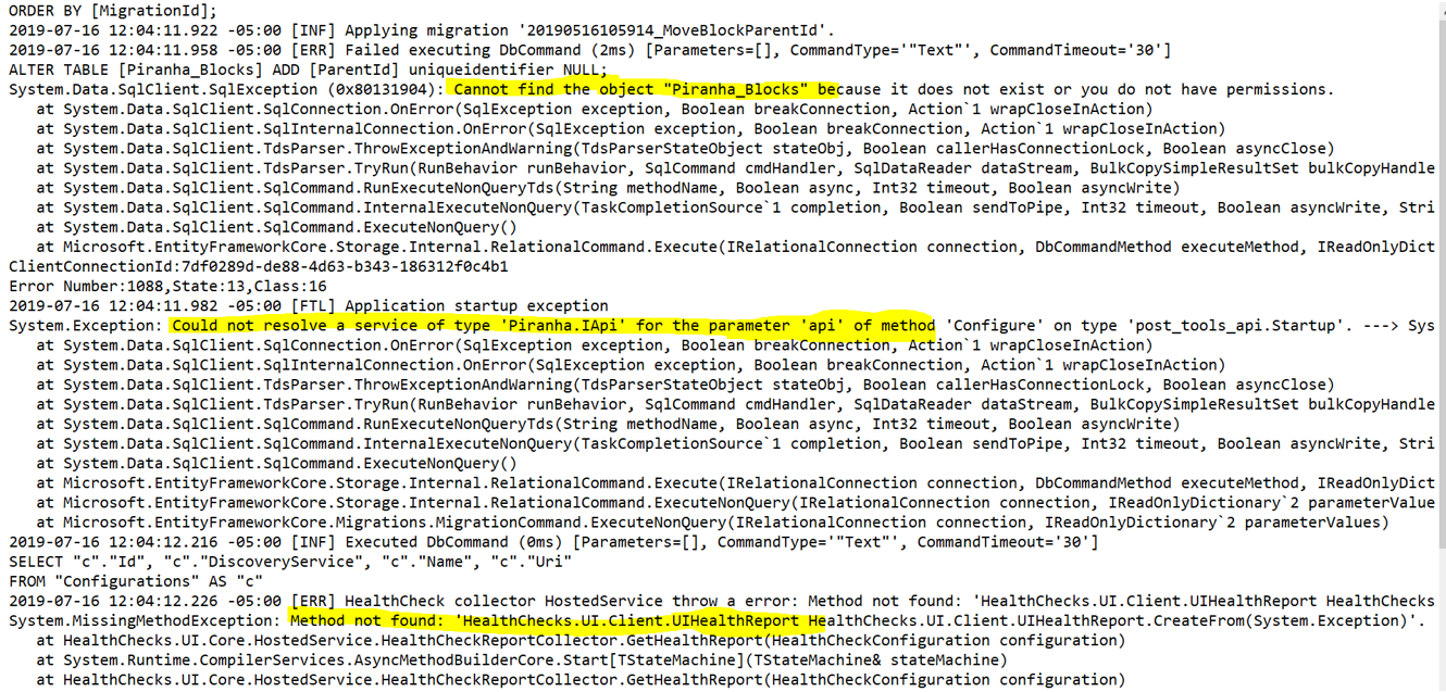 Could not resolve a service of type 'Piranha.IApi' for the parameter 'api' of method 'Configure ...