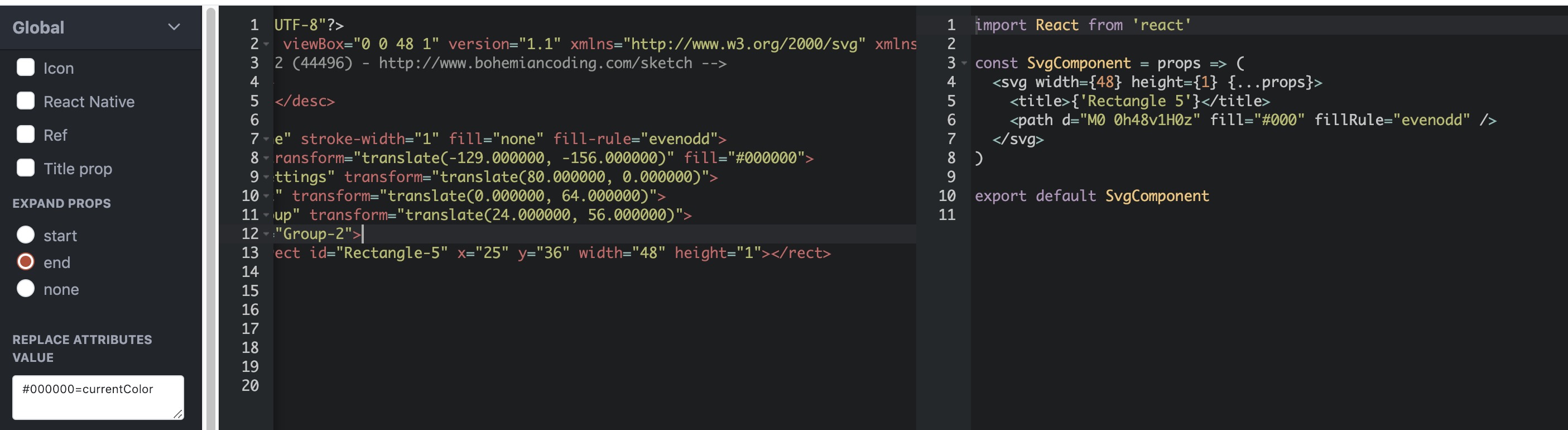 Replace attribute values doesn't work as expected · Issue #261 · gregberge/svgr · GitHub