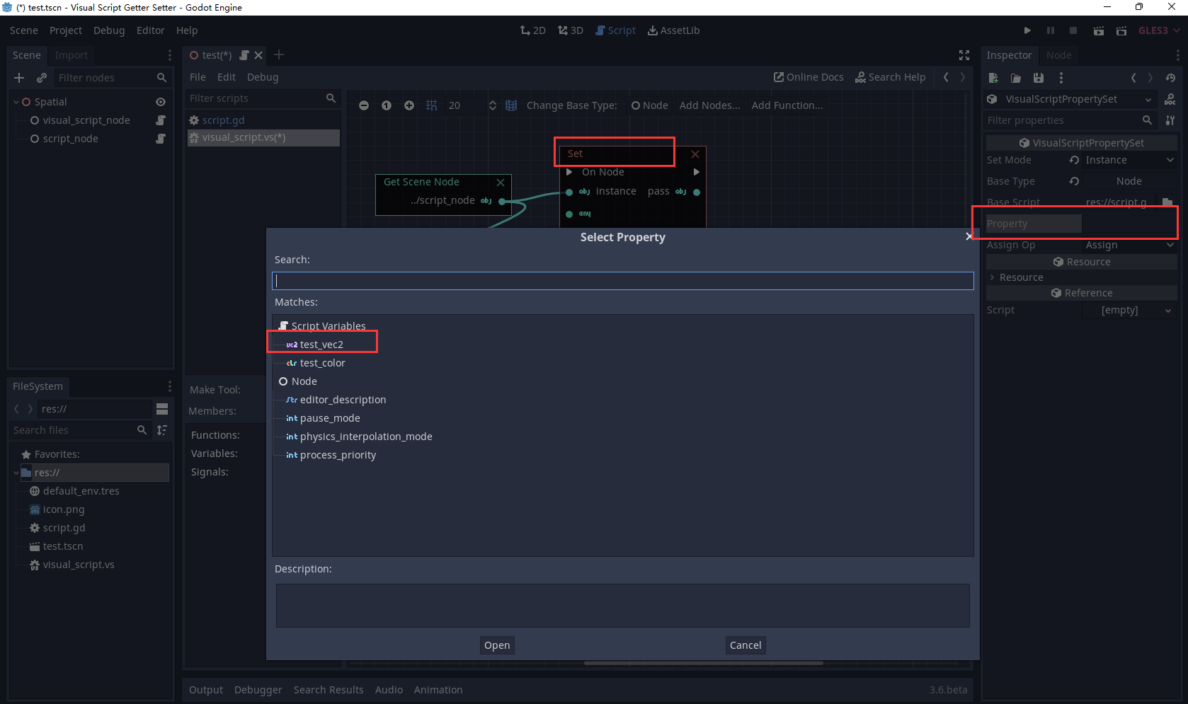 The `Get` and `Set` nodes of the visual script did not work correctly. · Issue #65967 ...