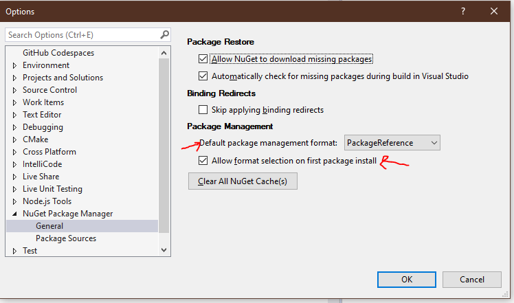 Codespaces - Allow format selection on first package install option in VS · Issue #10538 · NuGet ...