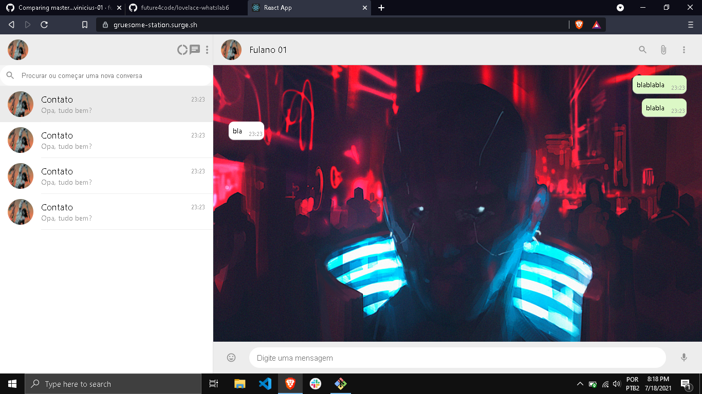 GitHub - future4code/lovelace-whatslab6