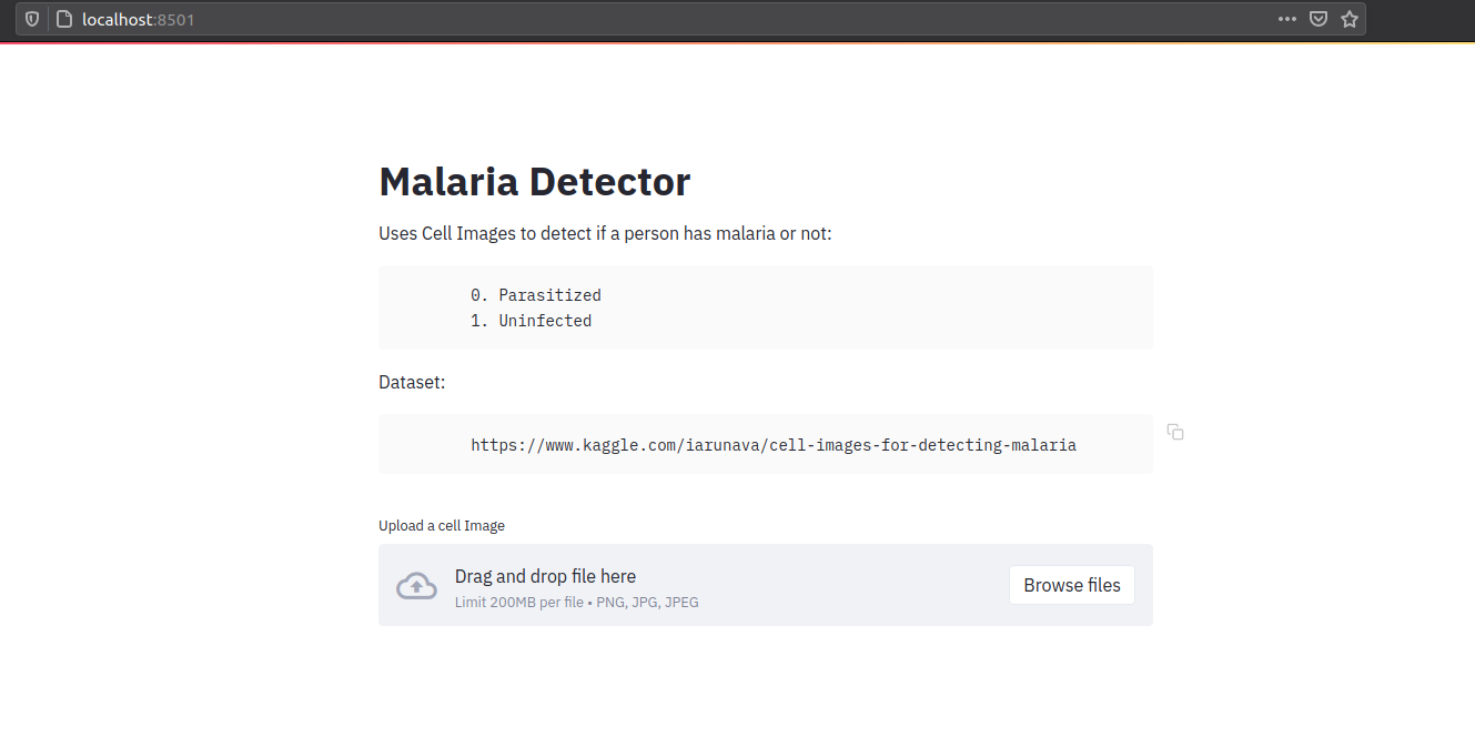 GitHub - parikshitkumar1/Malaria_Detection_App: Classifies cell images into Parasitized ...