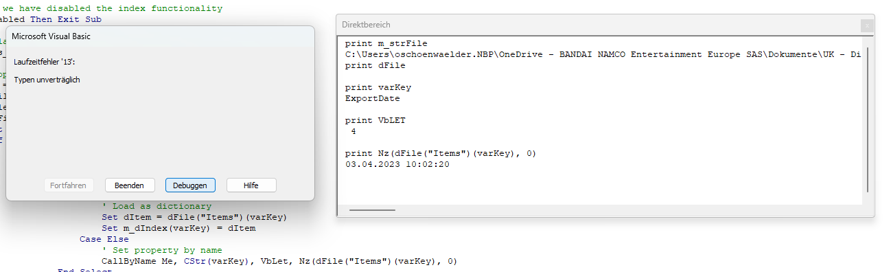 Module clsVCSIndex - procedure LoadFromFile - Runtime error 13 - datatype mismatch in CallByName ...