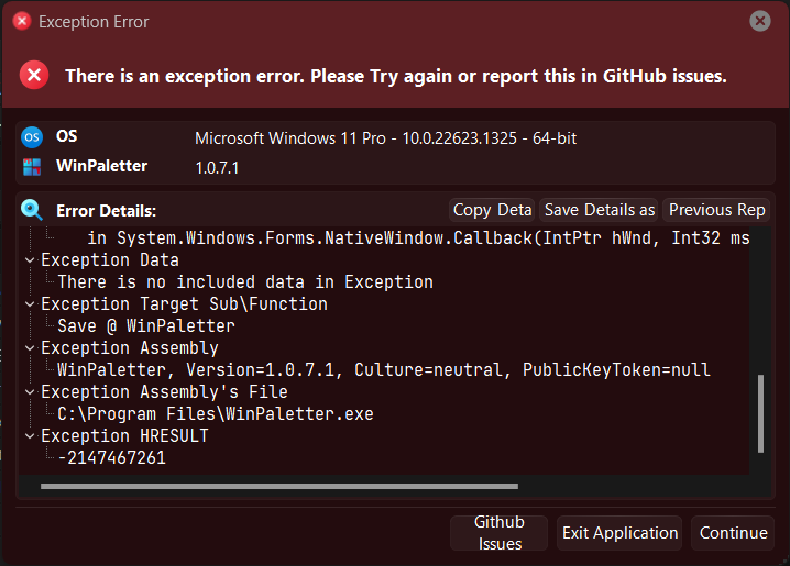 [BUG?] Error saving theme to file · Issue #83 · Abdelrhman-AK/WinPaletter · GitHub