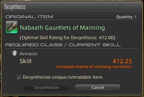 [Bug Report] Desynth rating difference on tooltip displayed incorrectly when desynth skill is ...