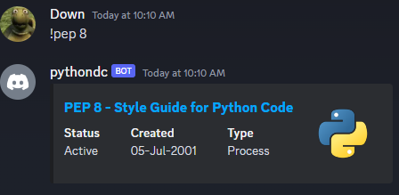 Move PEP link to title in pep command · Issue #2722 · python-discord/bot · GitHub
