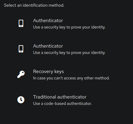 If multiple hardware keys are added, all are shown durign ...
