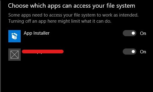 Please explain that broadFileSystemAccess requires Windows Settings level Permissions · Issue ...
