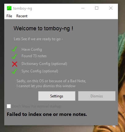 Unwelcome Welcome Window Issue 116 Tomboy Notes Tomboy Ng Github
