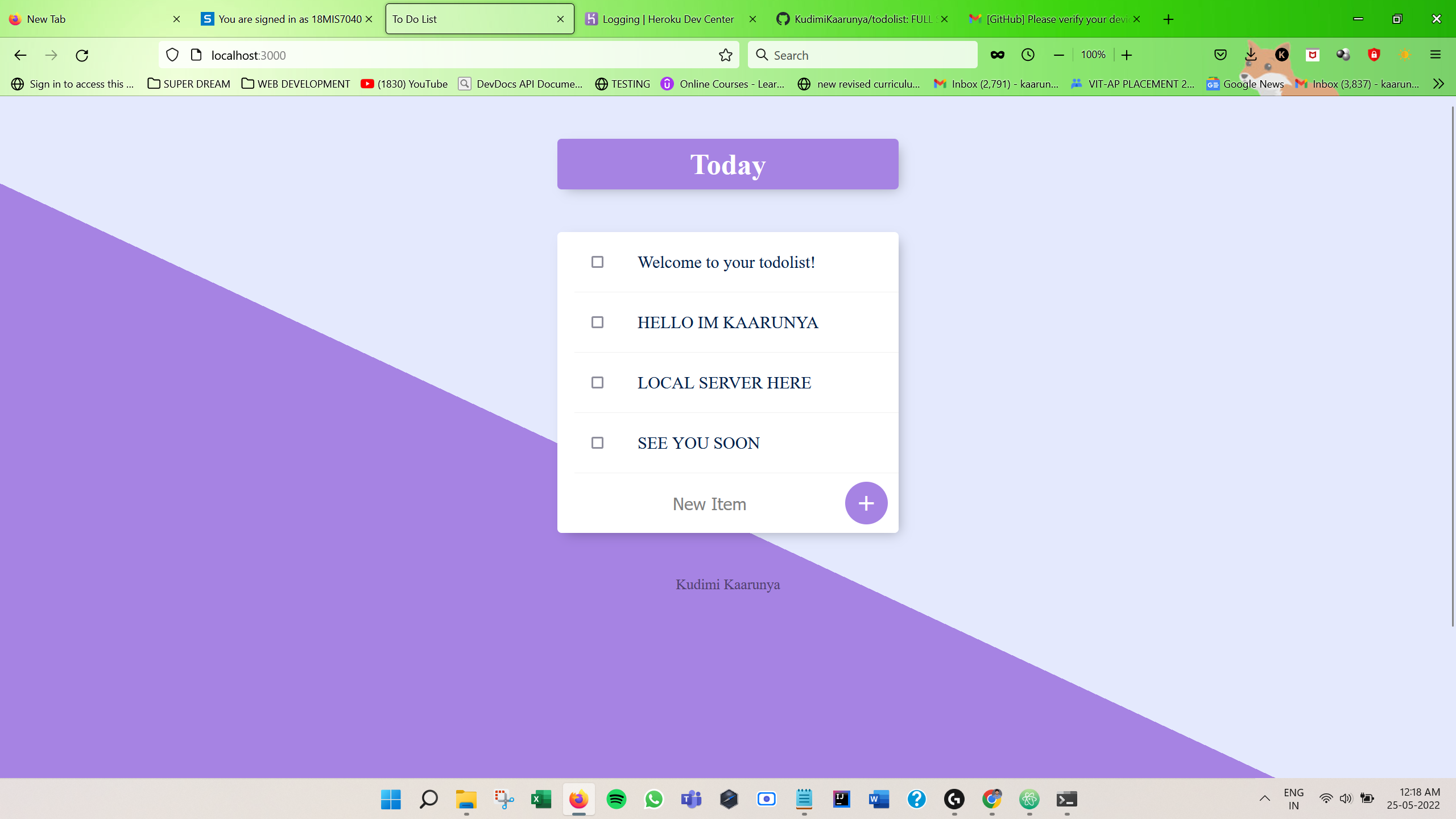 GitHub - KudimiKaarunya/todolist: FULL STACK WEB DEVLOPMENT PROJECT
