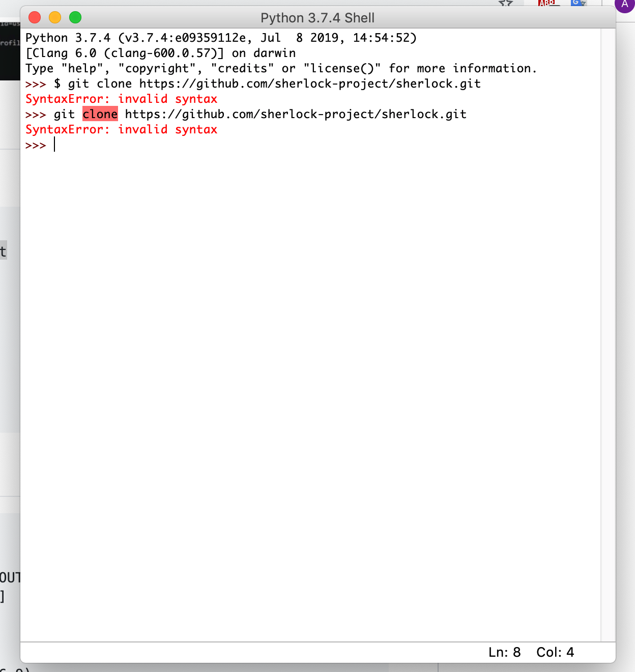 syntax error on mac os mojave · Issue #253 · sherlock-project/sherlock · GitHub