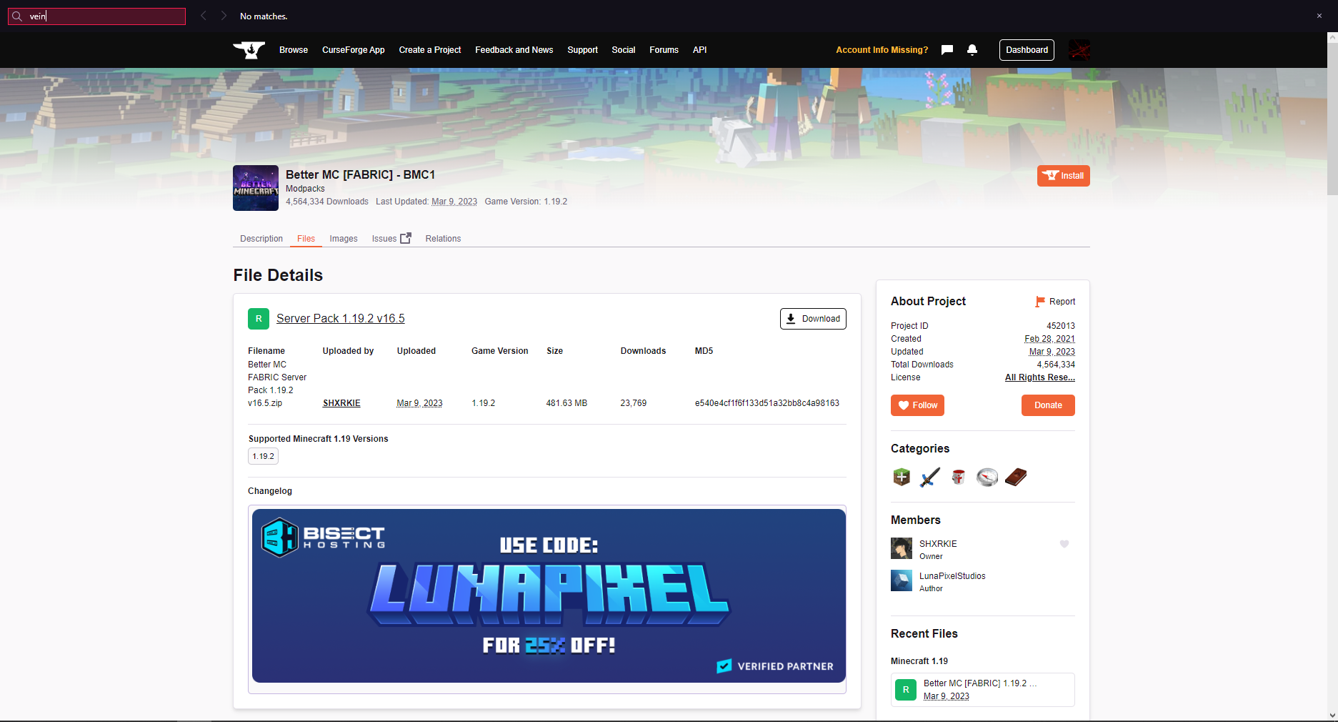 Vein Mining missing from SERVER PACK · Issue #1142 · LunaPixelStudios/Better-MC · GitHub
