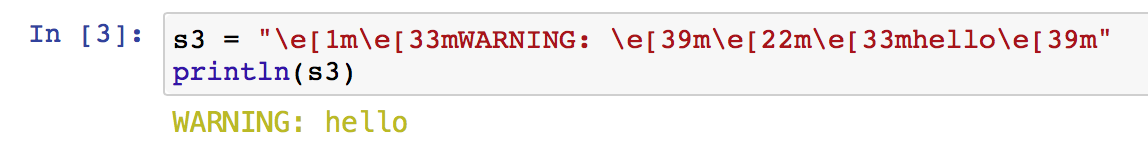 ansi codes in warnings not correctly rendered in modern Jupyter with Julia kernel · Issue #2889 ...