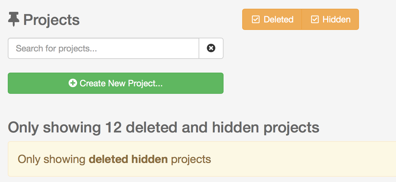 project list: show number of projects when Deleted and Hidden not selected · Issue #3495 ...