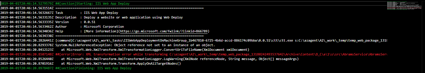 Nullreferenceexception On Xml Transform · Issue 9996 · Microsoftazure Pipelines Tasks · Github